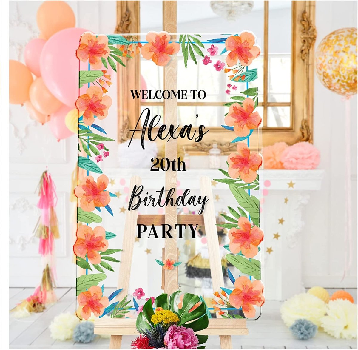 Tropical Floral Theme Birthday Welcome Sign – SpeedyOrders