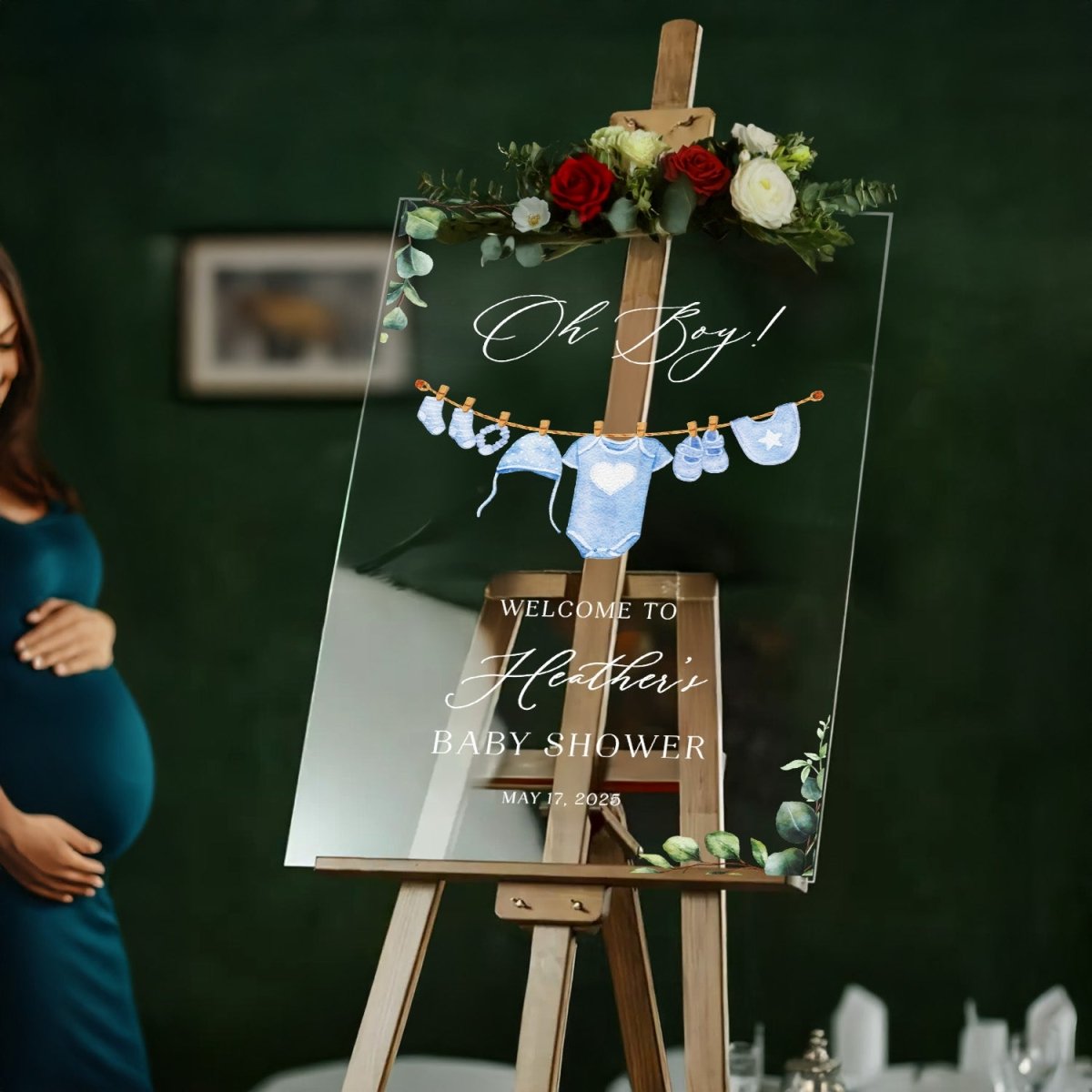 Baby Shower Sign Boy, Clothesline Baby Shower Entrance Sign – SpeedyOrders