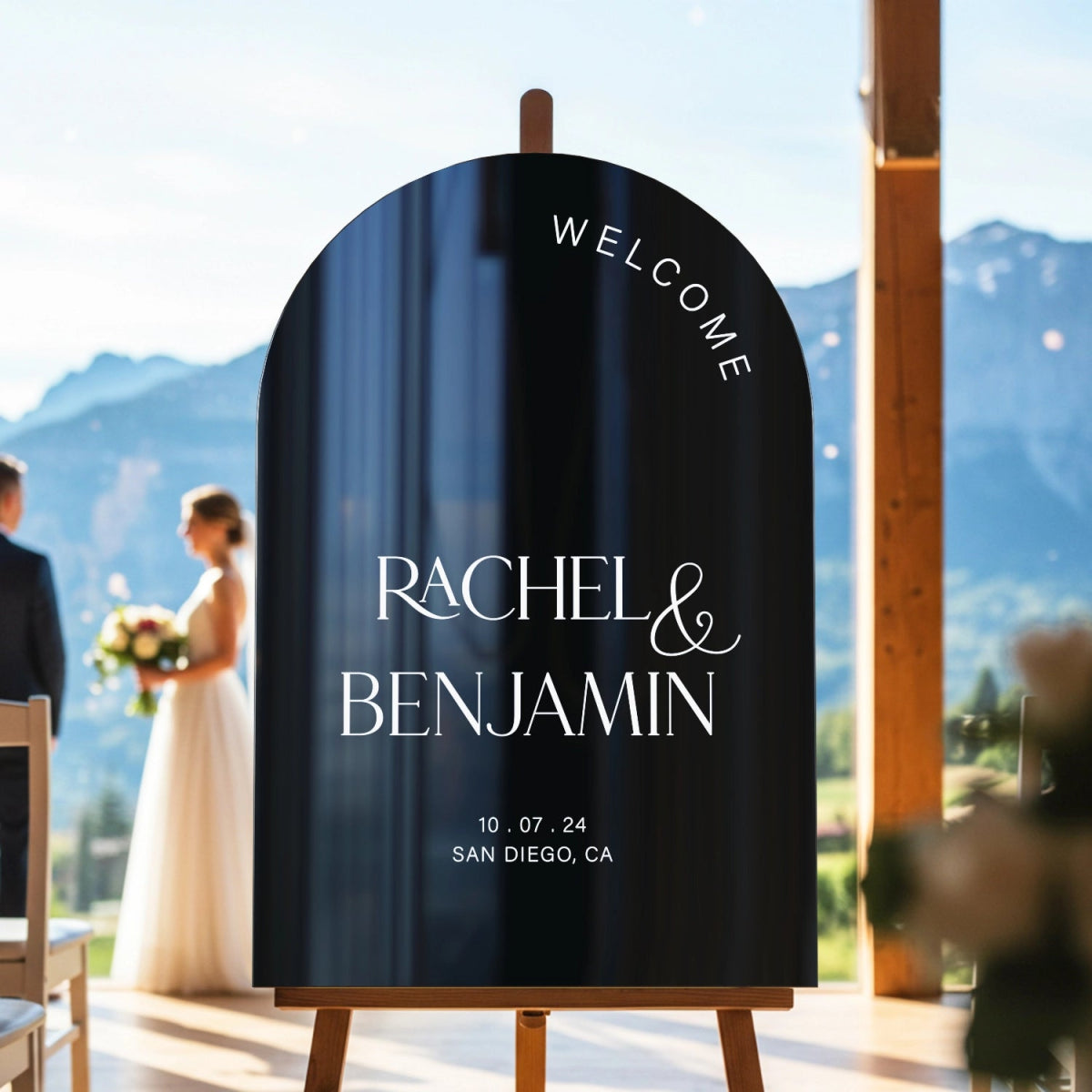 Black Wedding Welcome Sign, Arched Modern Wedding Sign – SpeedyOrders