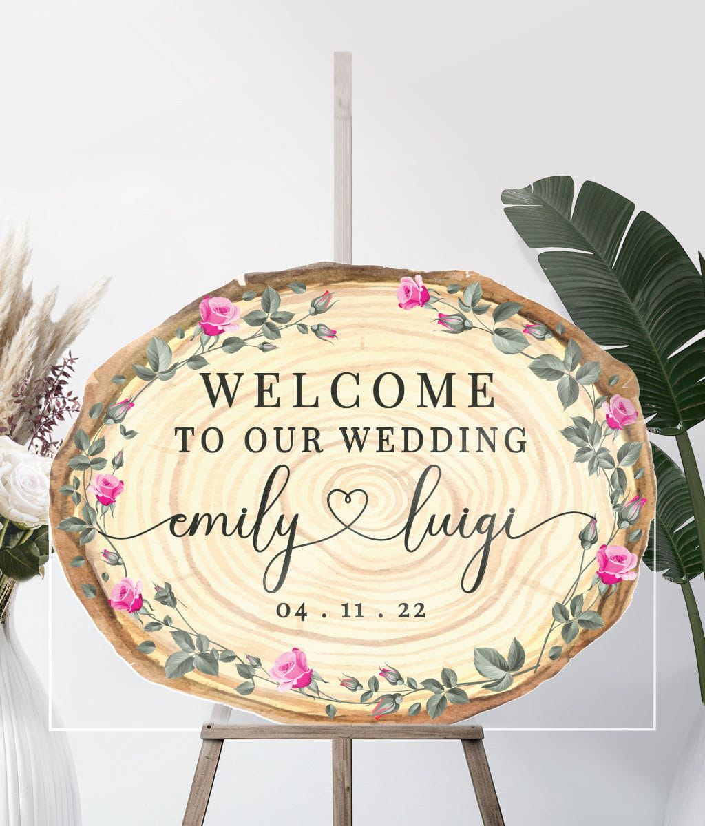 Classy Wooden Inspired Wedding Party Welcome Sign – SpeedyOrders