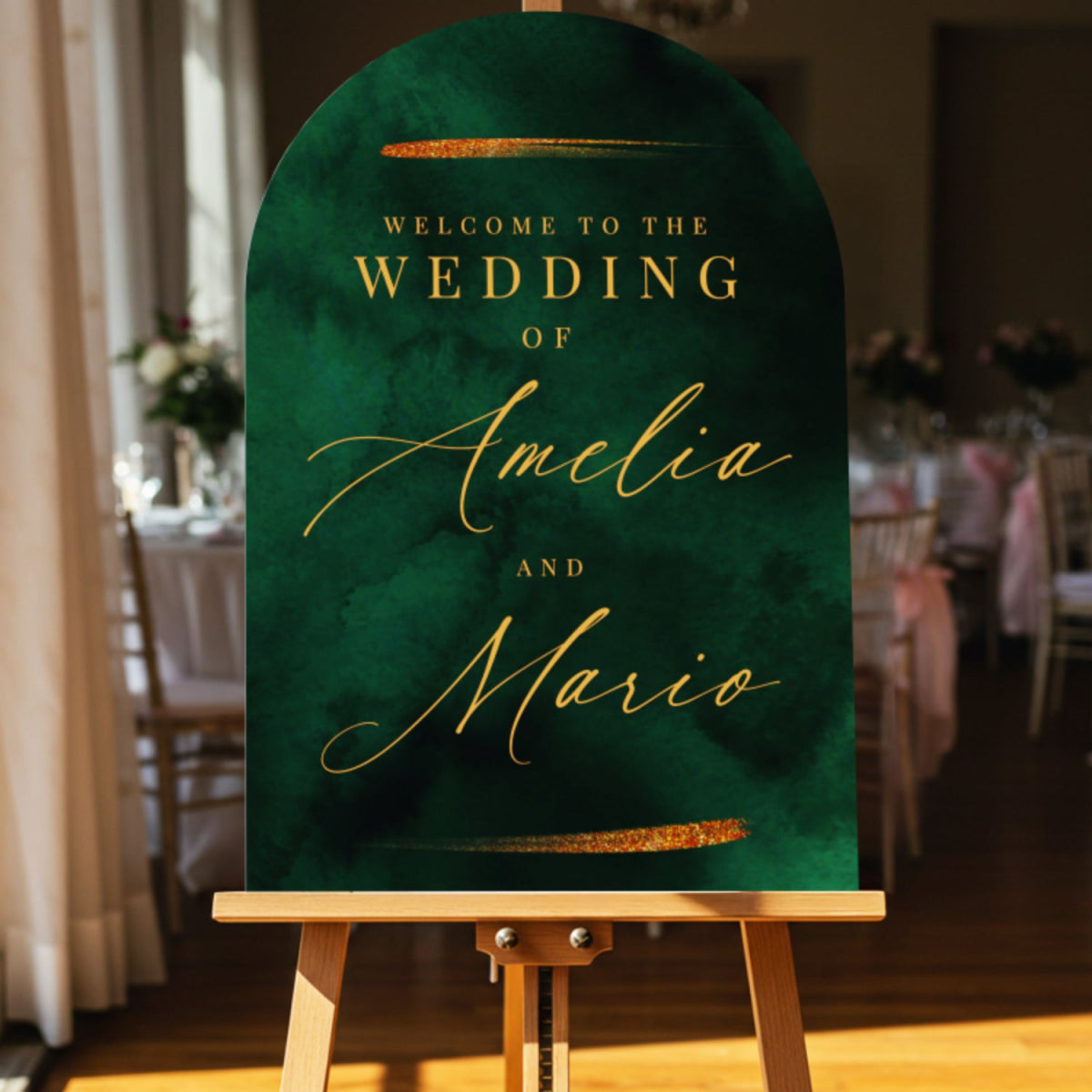 Emerald Green Wedding Sign, Custom Emerald Green And Gold Wedding Welc ...