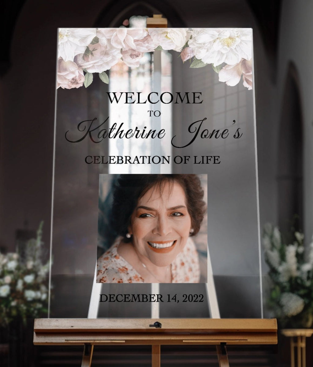 Customizable Floral Funeral Reception Sign With Photo – SpeedyOrders