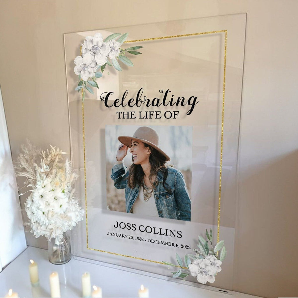 Customizable USA Floral Funeral Sign With Photo | SpeedyOrders.com