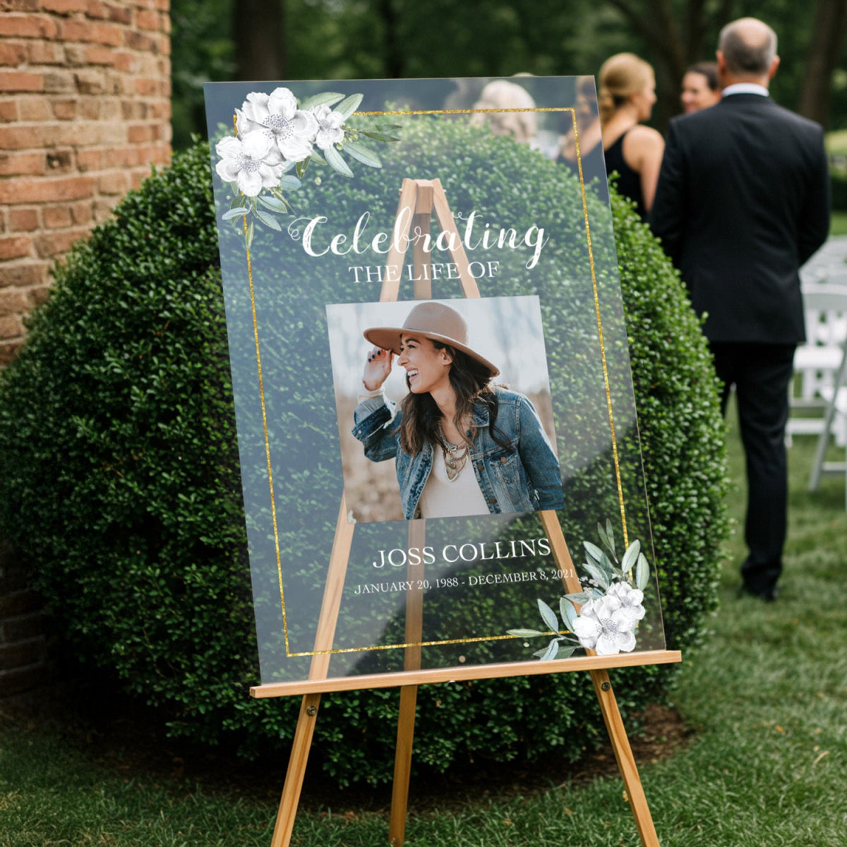 Floral Funeral Sign With Photo · Custom Memorial Sign | SpeedyOrders