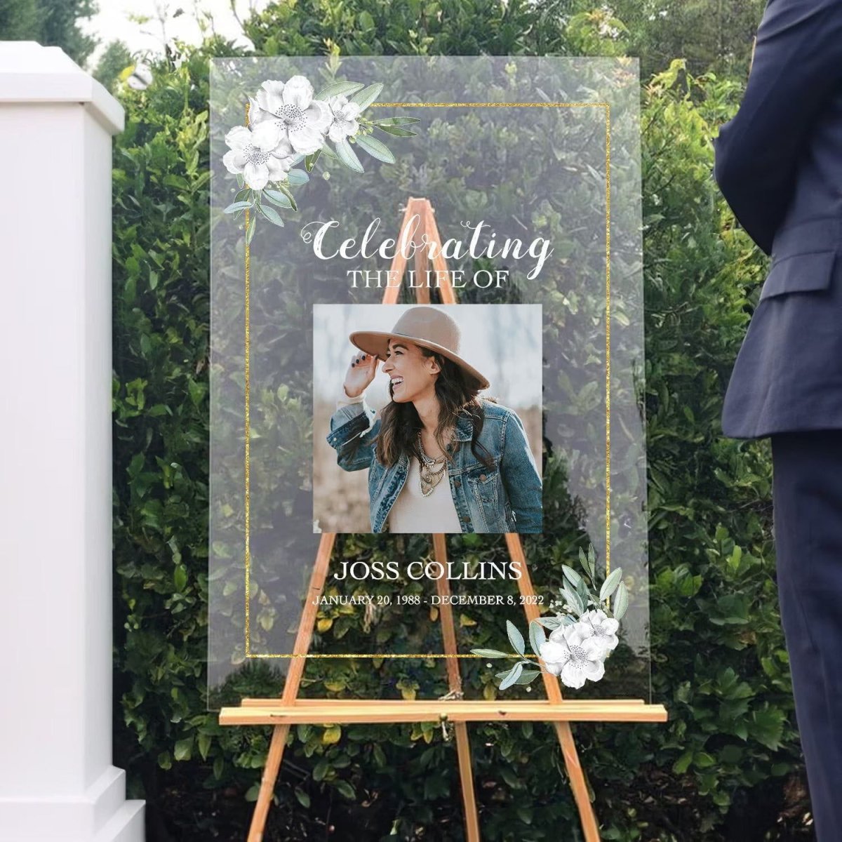 Customizable USA Floral Funeral Sign With Photo | SpeedyOrders.com