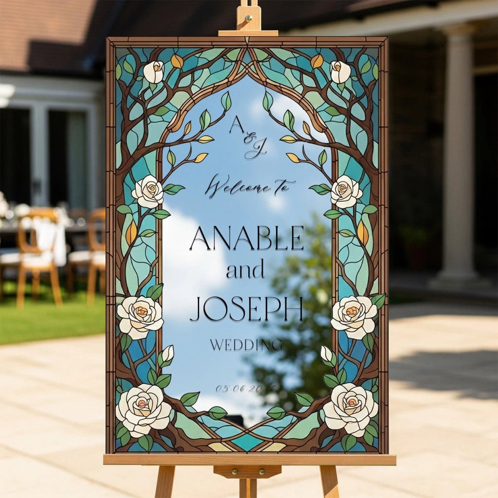 Floral Stained Glass Wedding Sign – SpeedyOrders