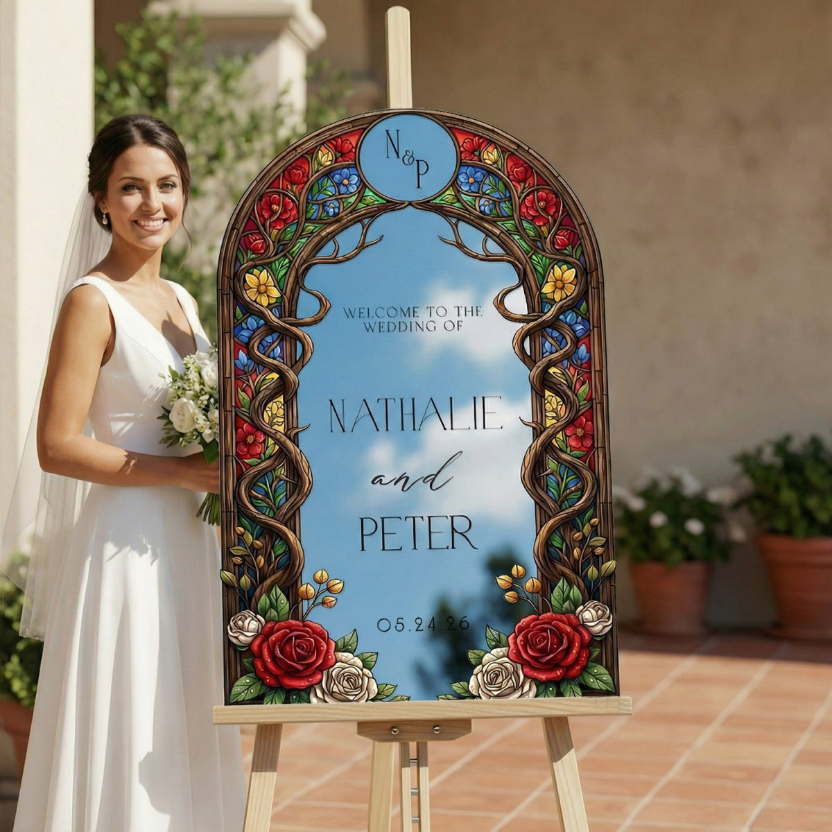 Floral Stained Glass Wedding Sign – SpeedyOrders