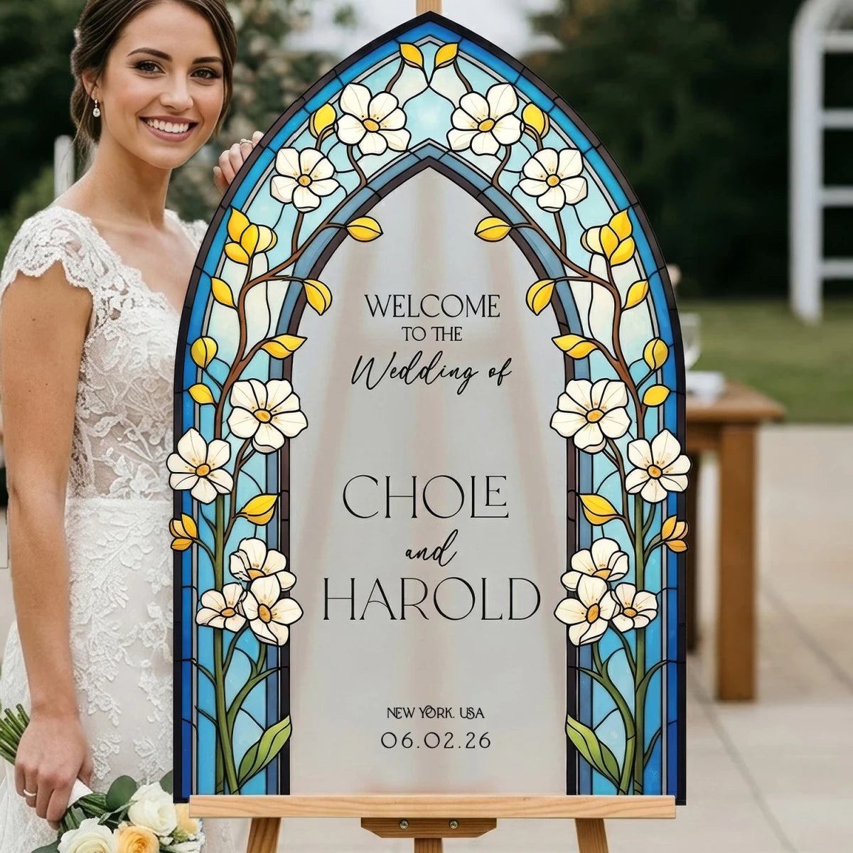 Gothic Arch Wedding Welcome Sign · Stained Glass | SpeedyOrders