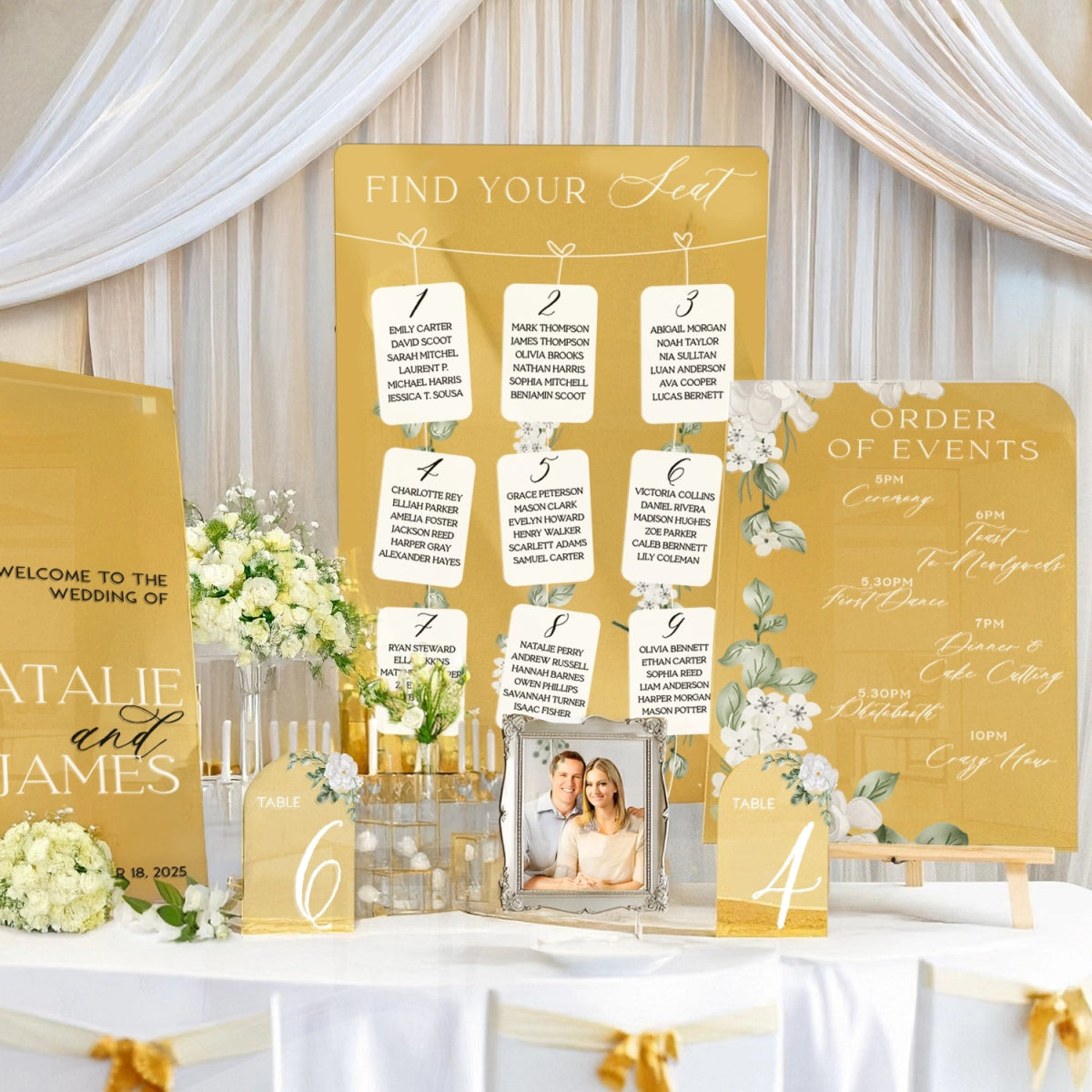 Mirror Wedding Welcome Sign Bundle Set, Seating Chart, Order Of Events ...