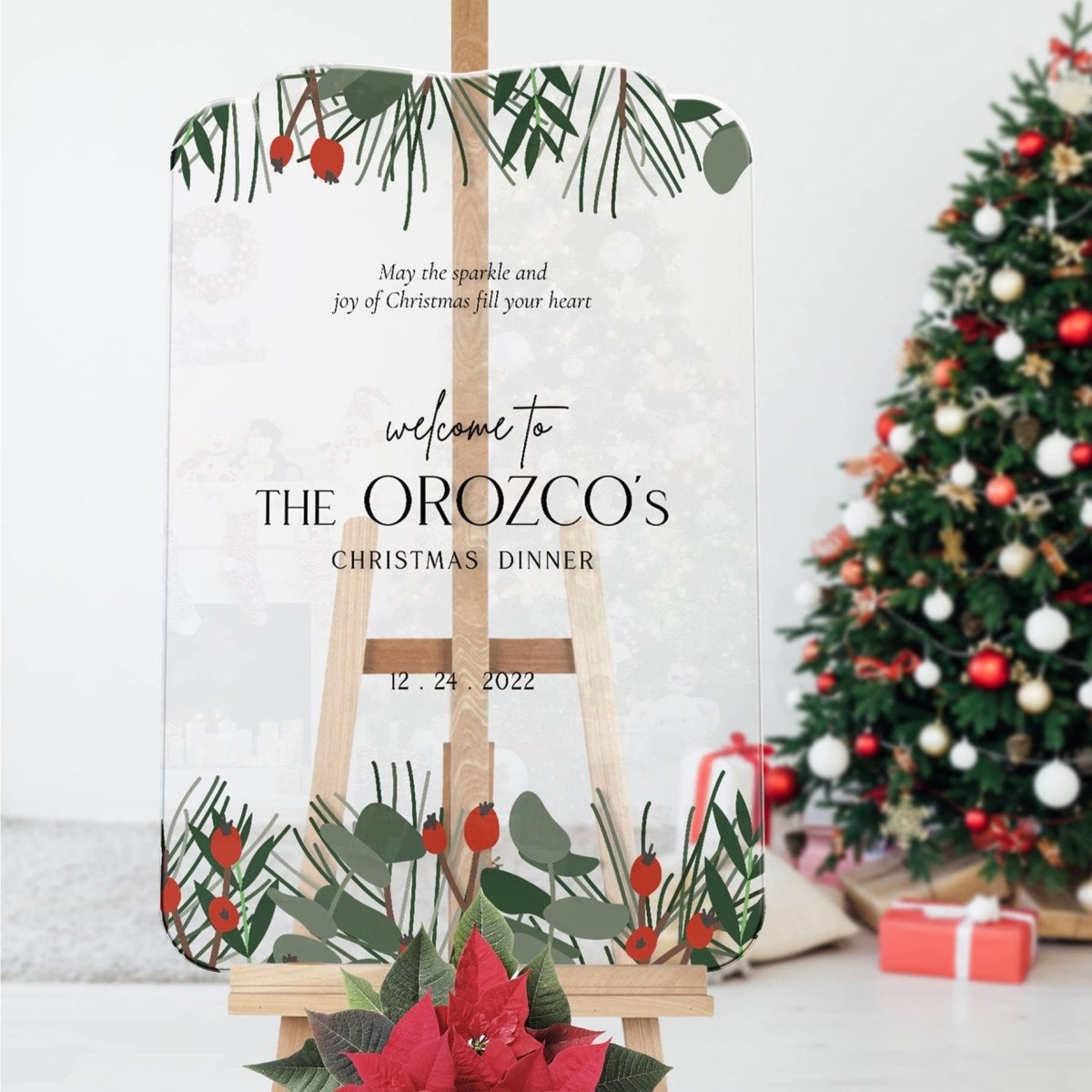 Personalized Classic Mistletoe Christmas Dinner Welcome Sign – SpeedyOrders