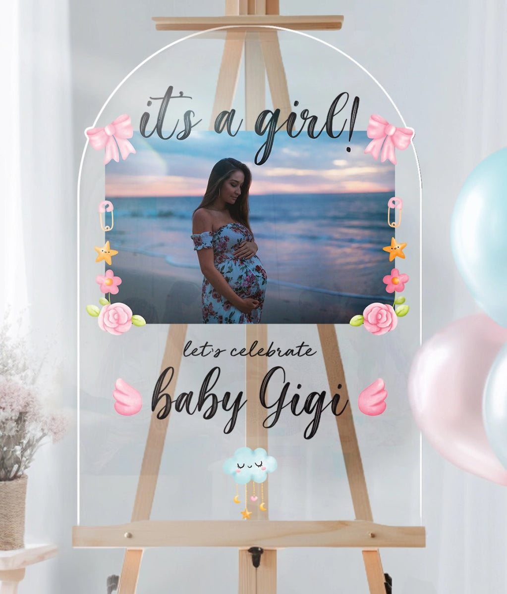 Personalized Floral Pink Baby Shower Sign – SpeedyOrders