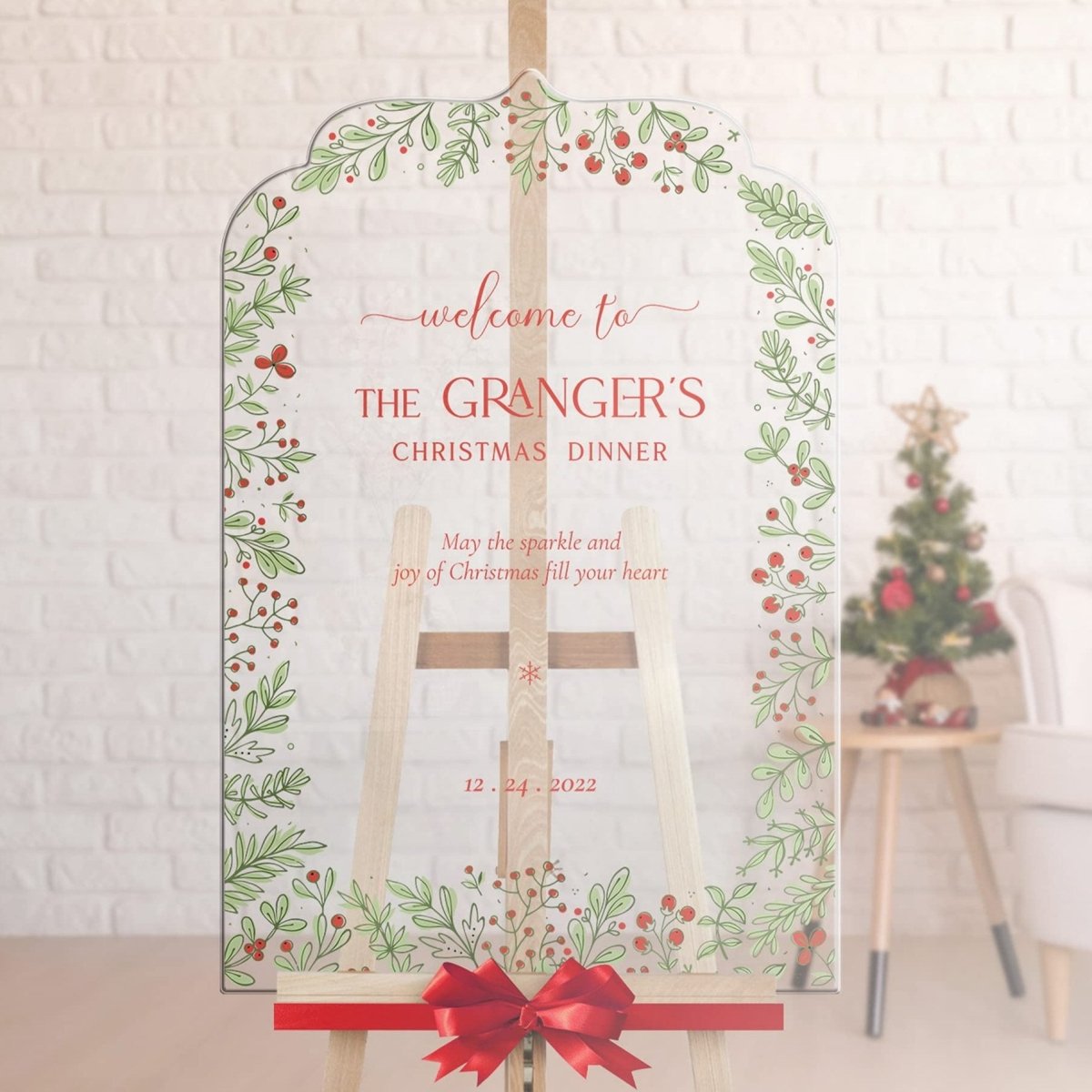 Personalized Vibrant Christmas Hollies Welcome Sign – SpeedyOrders