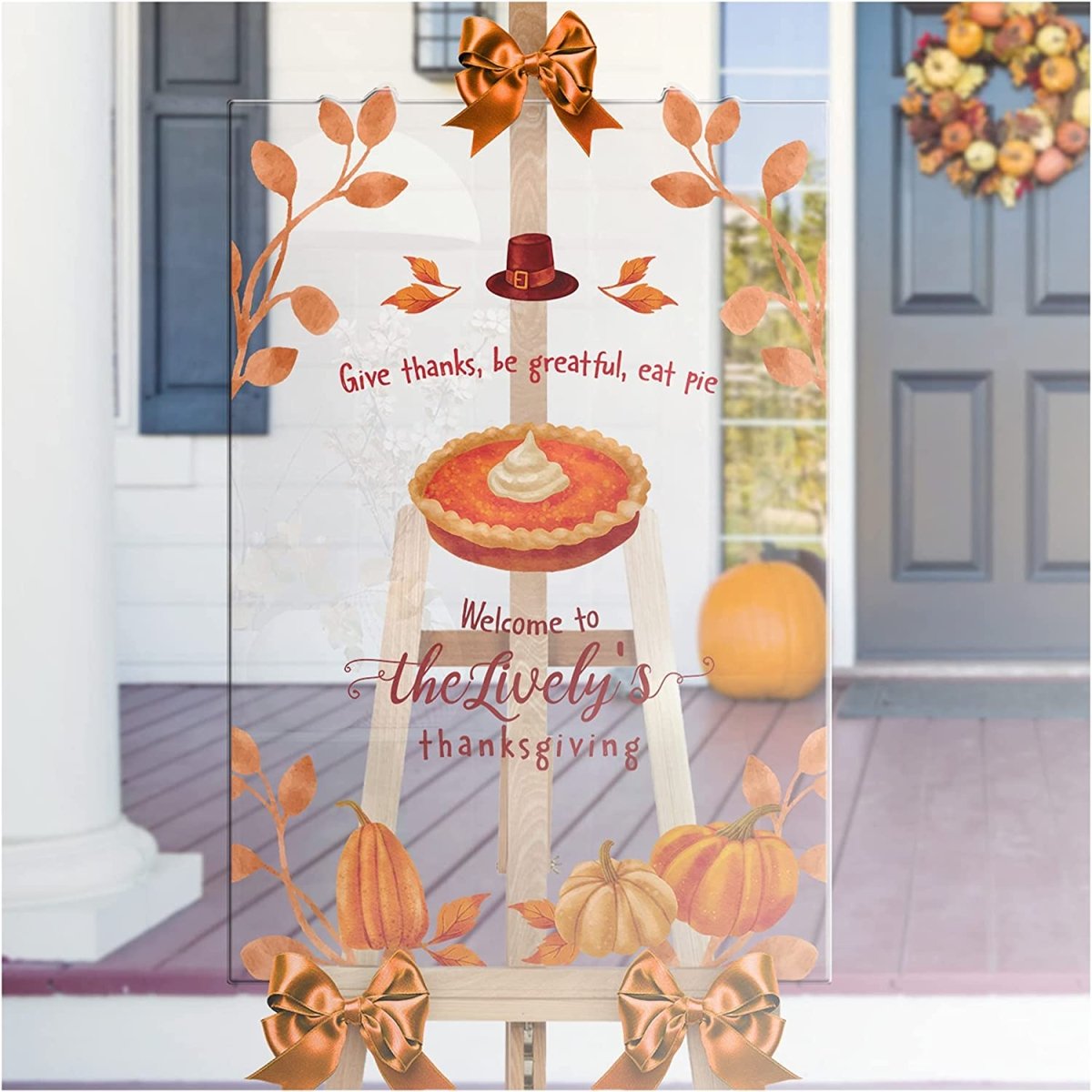 Personalized Warm Orange Pumpkin Thanksgiving Welcome Sign – SpeedyOrders