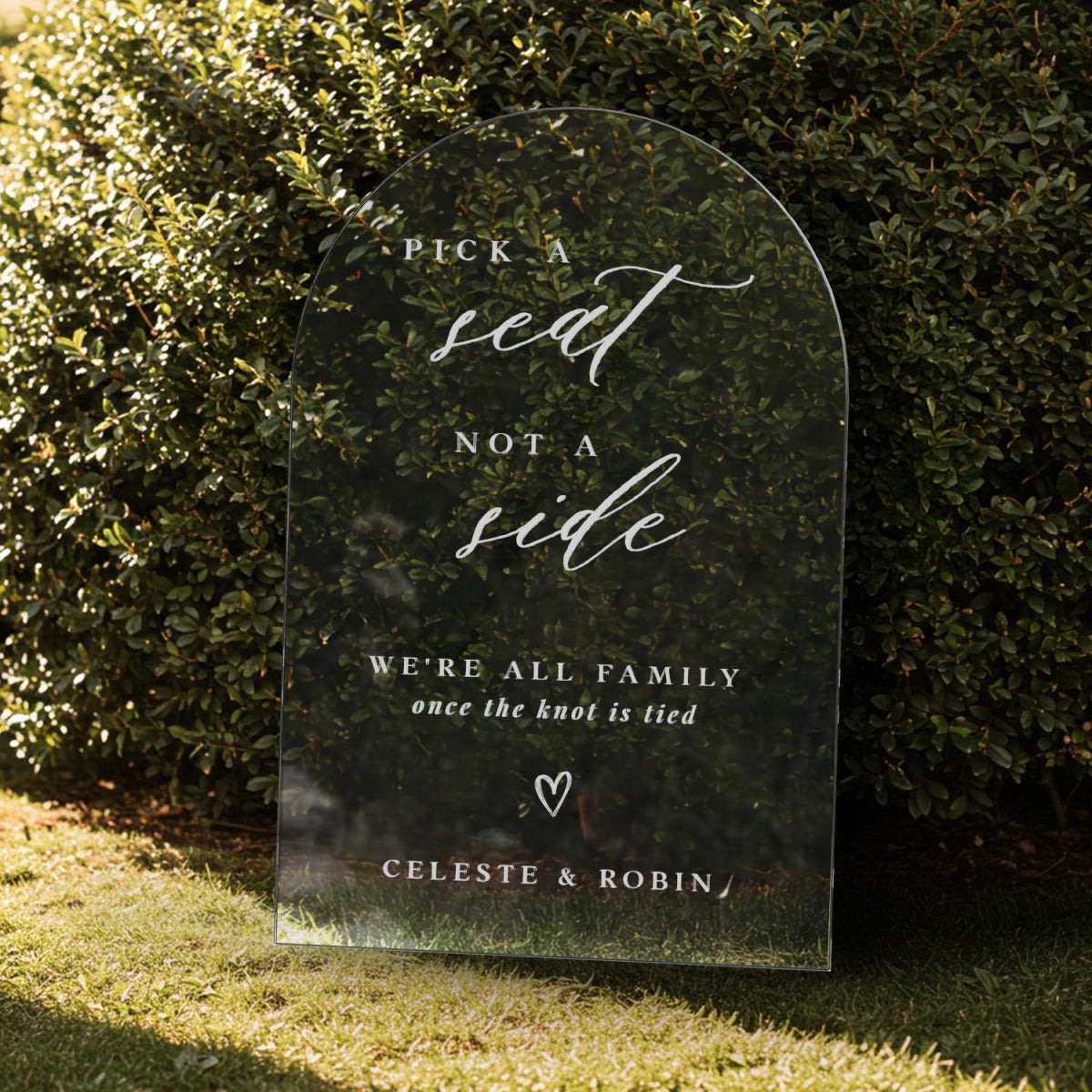 Pick A Seat Not A Side Wedding Welcome Sign, Personalized Pick A Seat ...