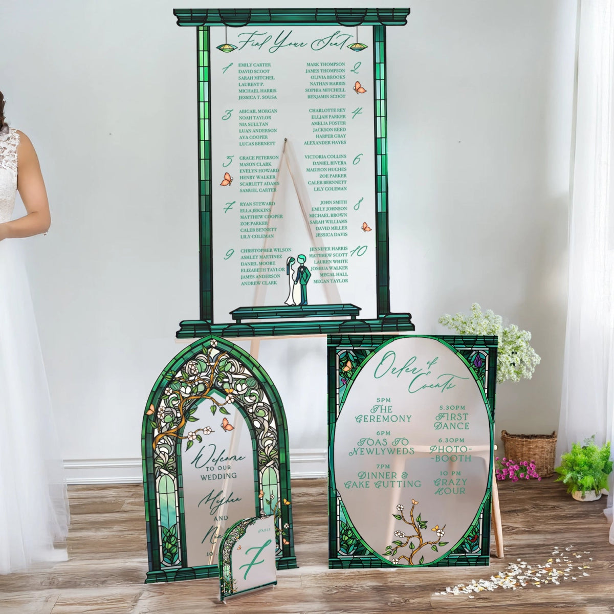 Stained Glass Wedding Bundle Set, Wedding Sign Bundle, Seating Chart ...