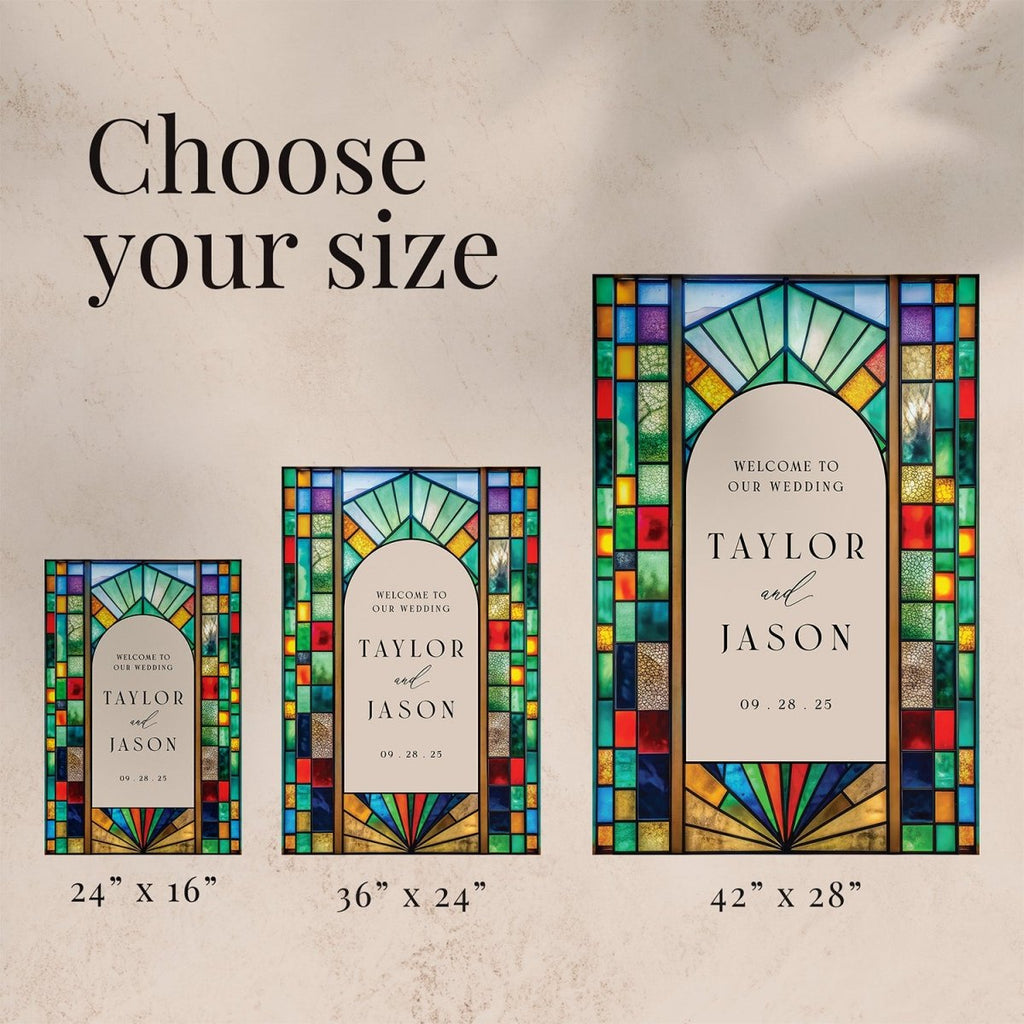 Stained Glass Wedding Sign, Rainbow Suncatcher Stained Glass Wedding W ...