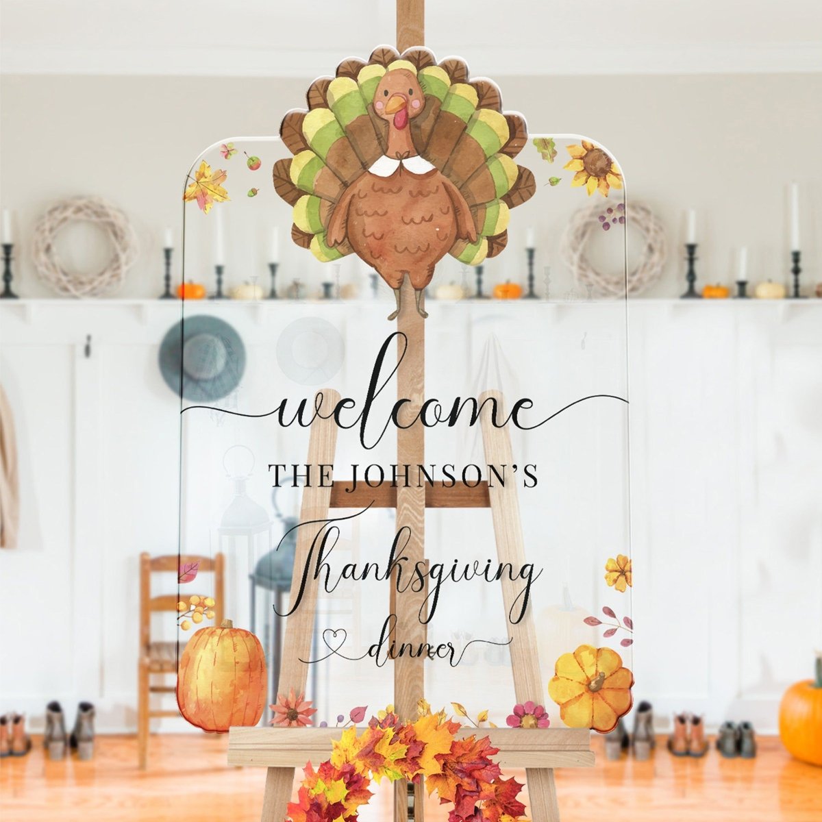 Thanksgiving Festive Turkey and Pumpkin Welcome Sign – SpeedyOrders